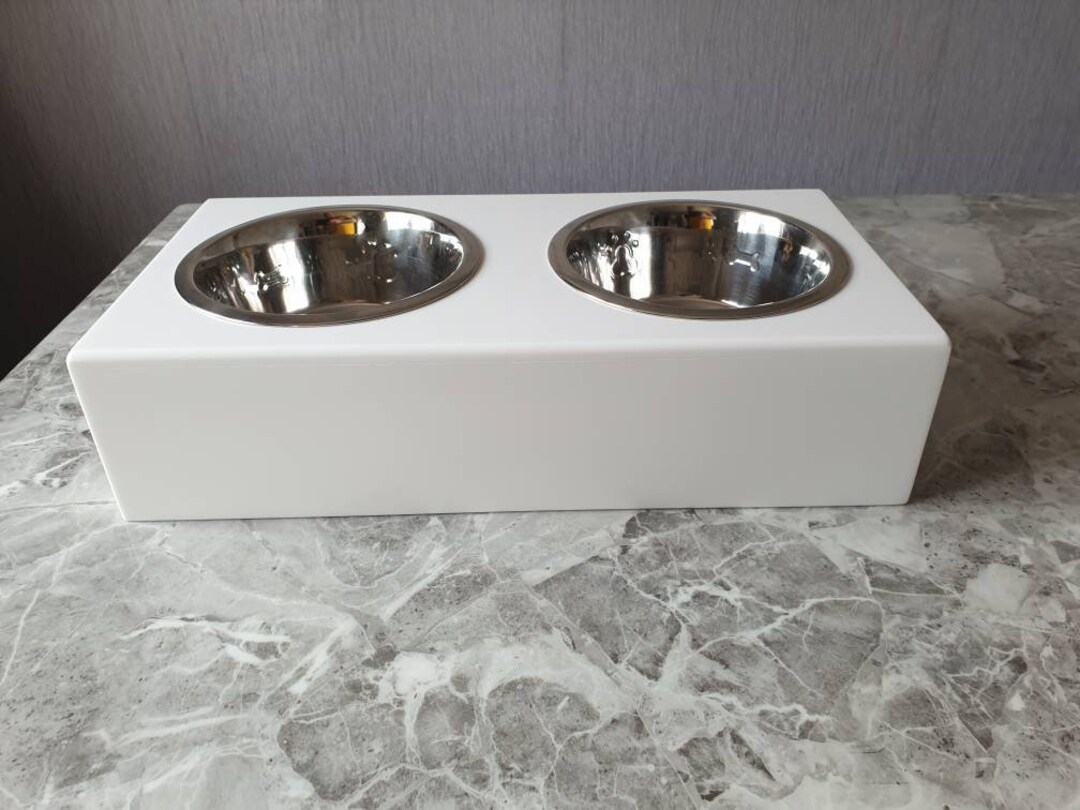 Stone Like Sparkling White Corian Solid Surface Dog FEEDING STATION ...