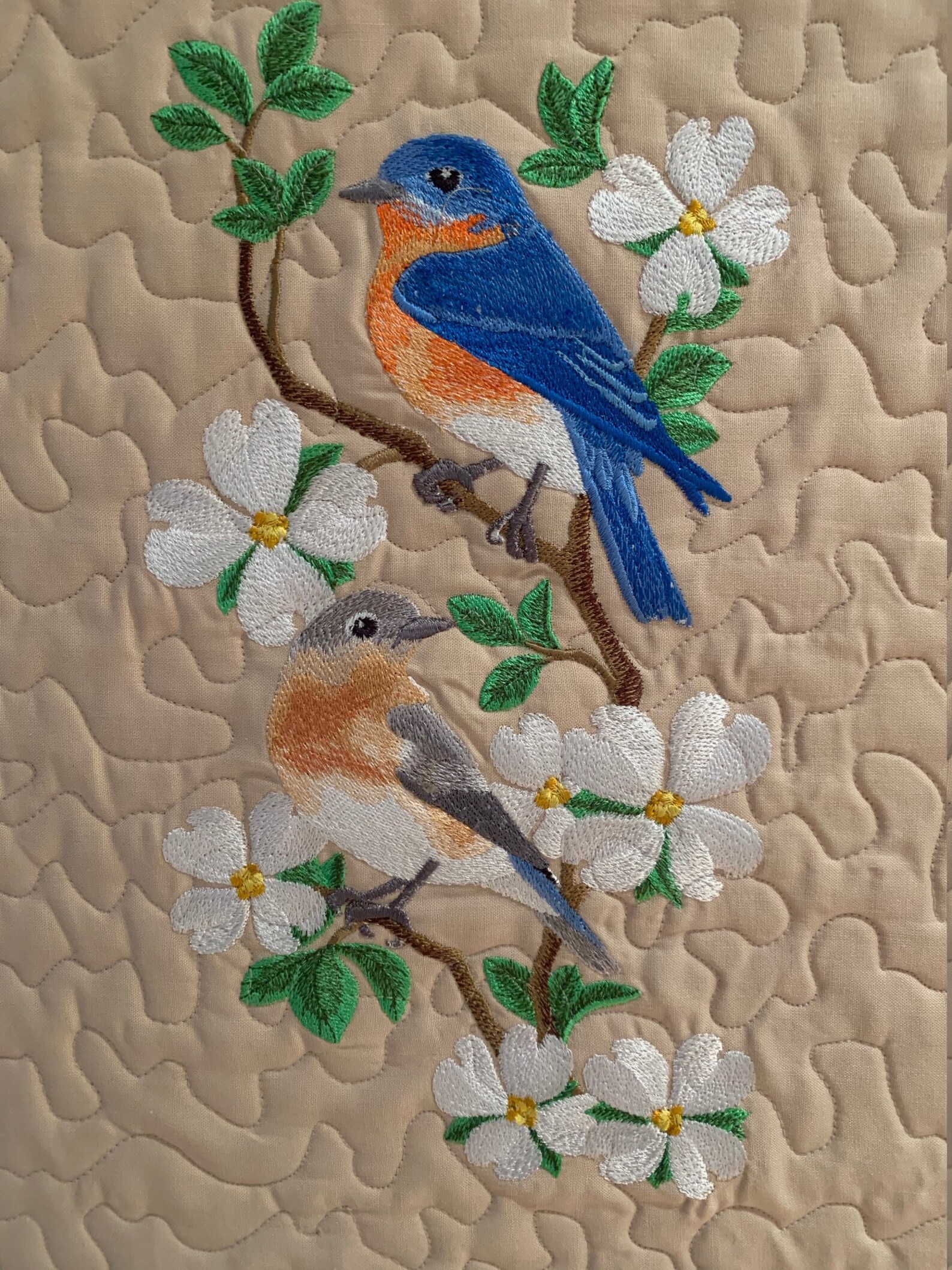 Quilted Embroidered Blue Birds Wall Hanging 20.5x25.5 - Etsy