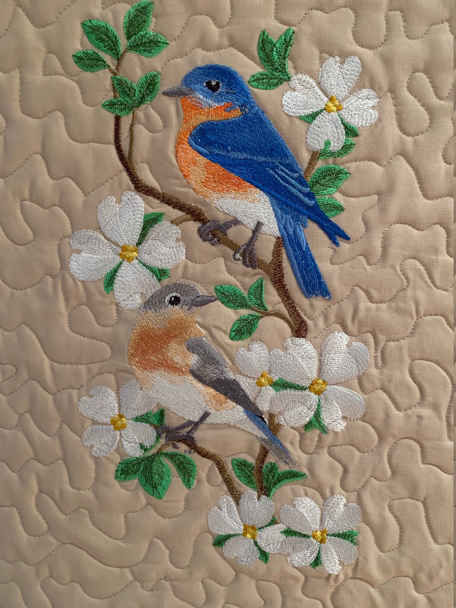 Quilted Embroidered Blue Birds Wall Hanging 20.5x25.5 - Etsy