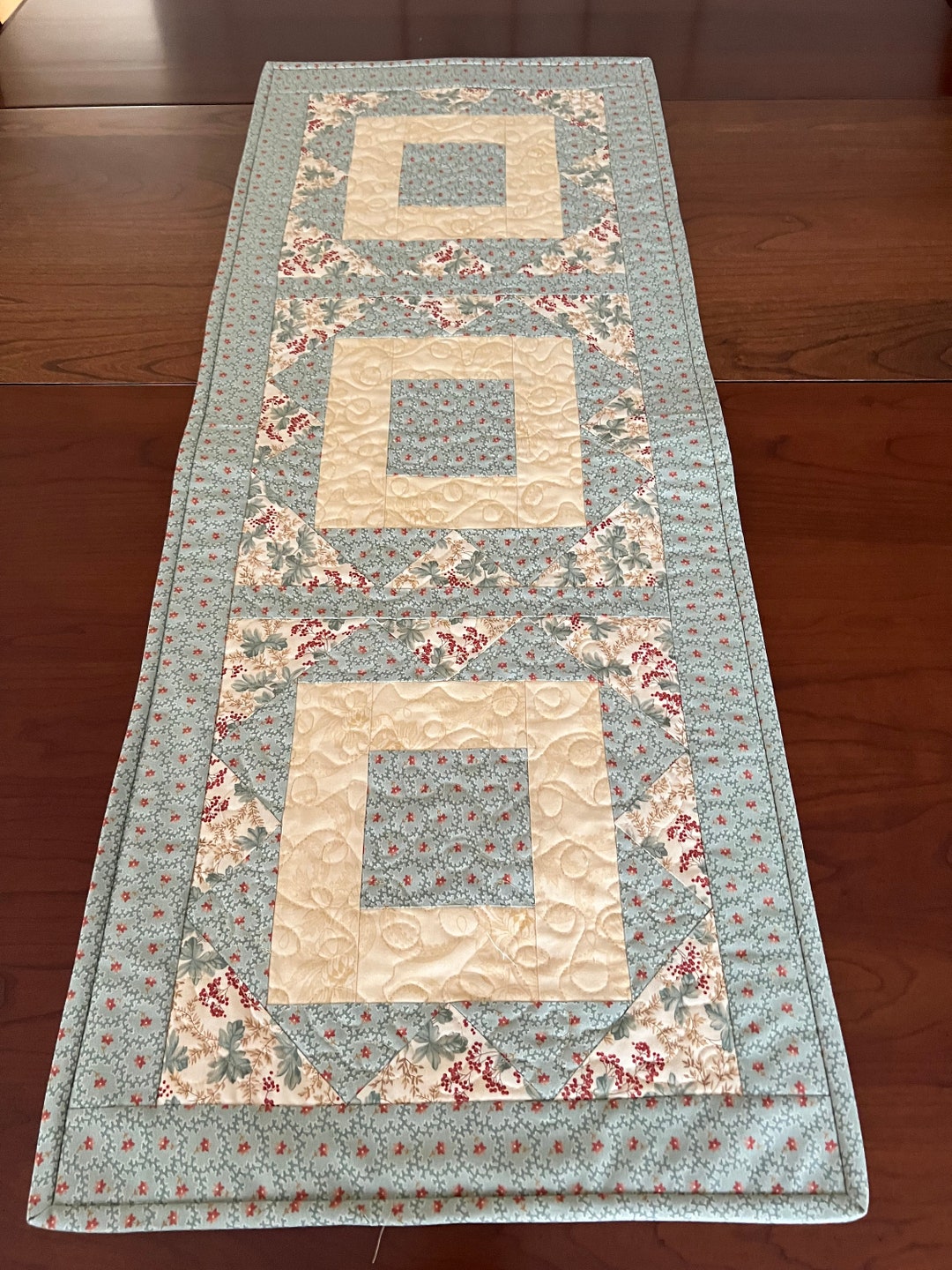 Around the Block Quilted Table Runner 16x42 - Etsy