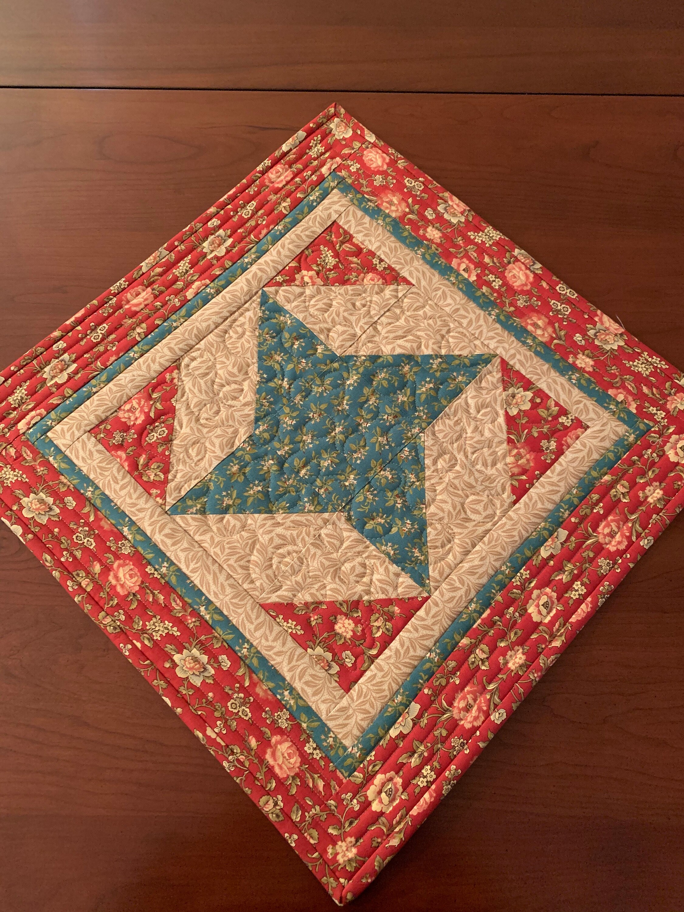 Victorian Friendship Star Quilted Table Topper/wall Hanging 19 Square ...