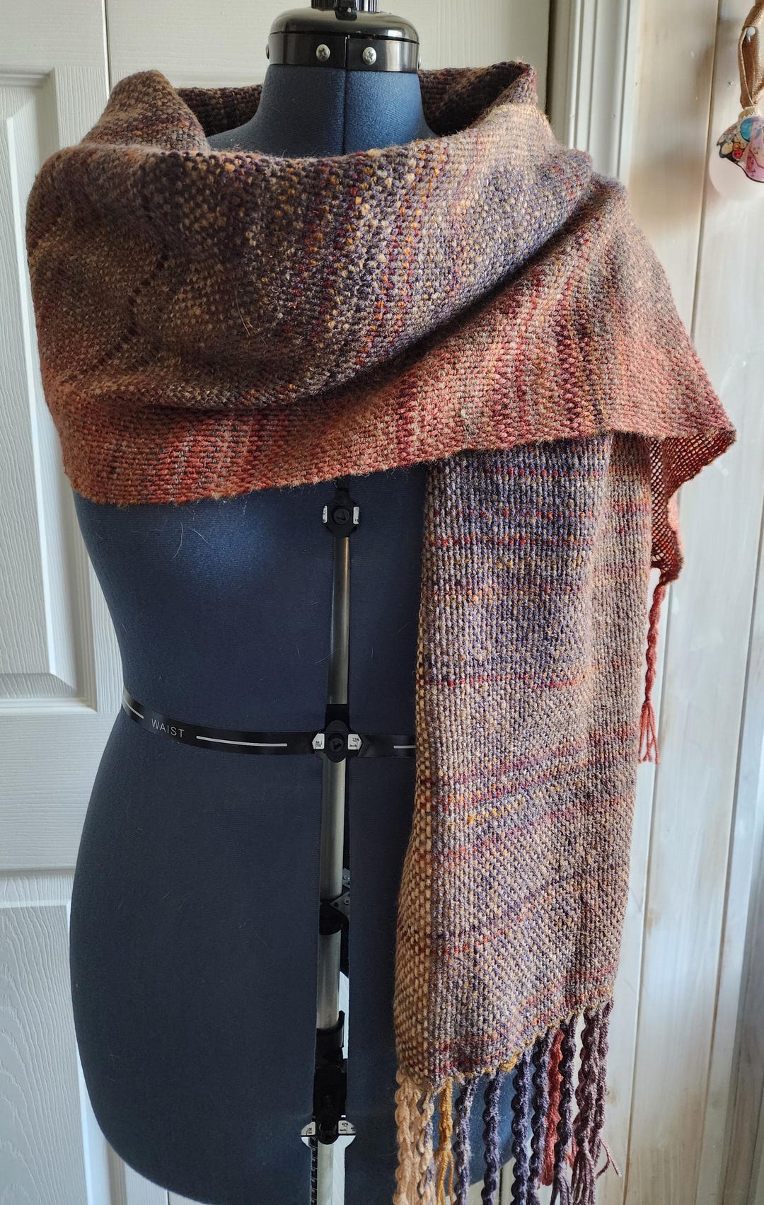 Upcycled Striped Neutral Tartan Shawl - Etsy