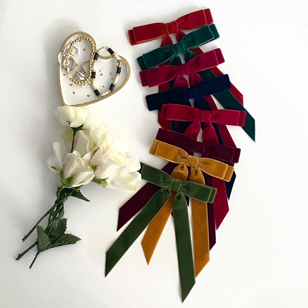 Velvet Hair Bow, Midi Velvet Bow, Autumn Winter Bow, Velvet Headband ...