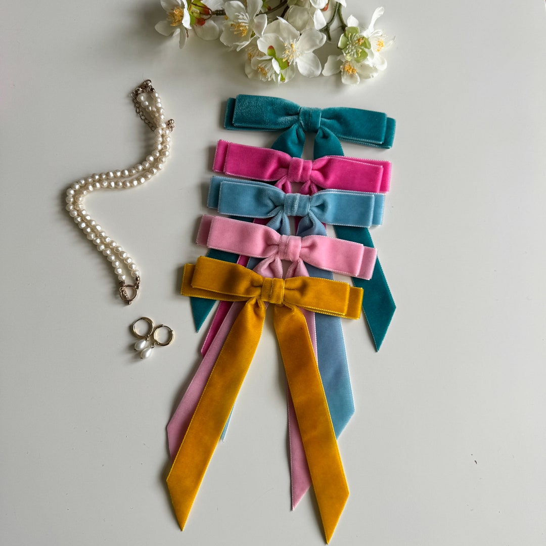 Velvet Hair Bow, Spring Velvet Bow, Hair Bow, Velvet Headband, Velvet ...