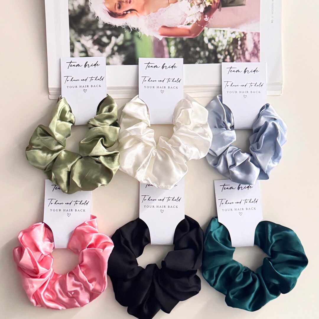 Team Bride Satin Hair Scrunchie Set, Bridal Party Favor, Wedding ...