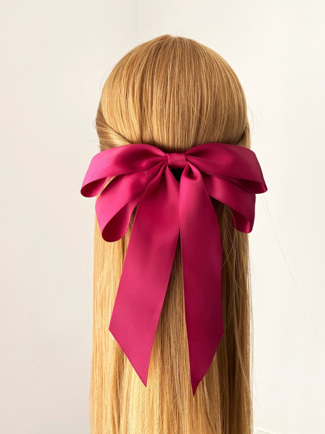 Oversized Burgundy Satin Long Tail Bow, Large Satin Hair Bow, Satin Bow ...