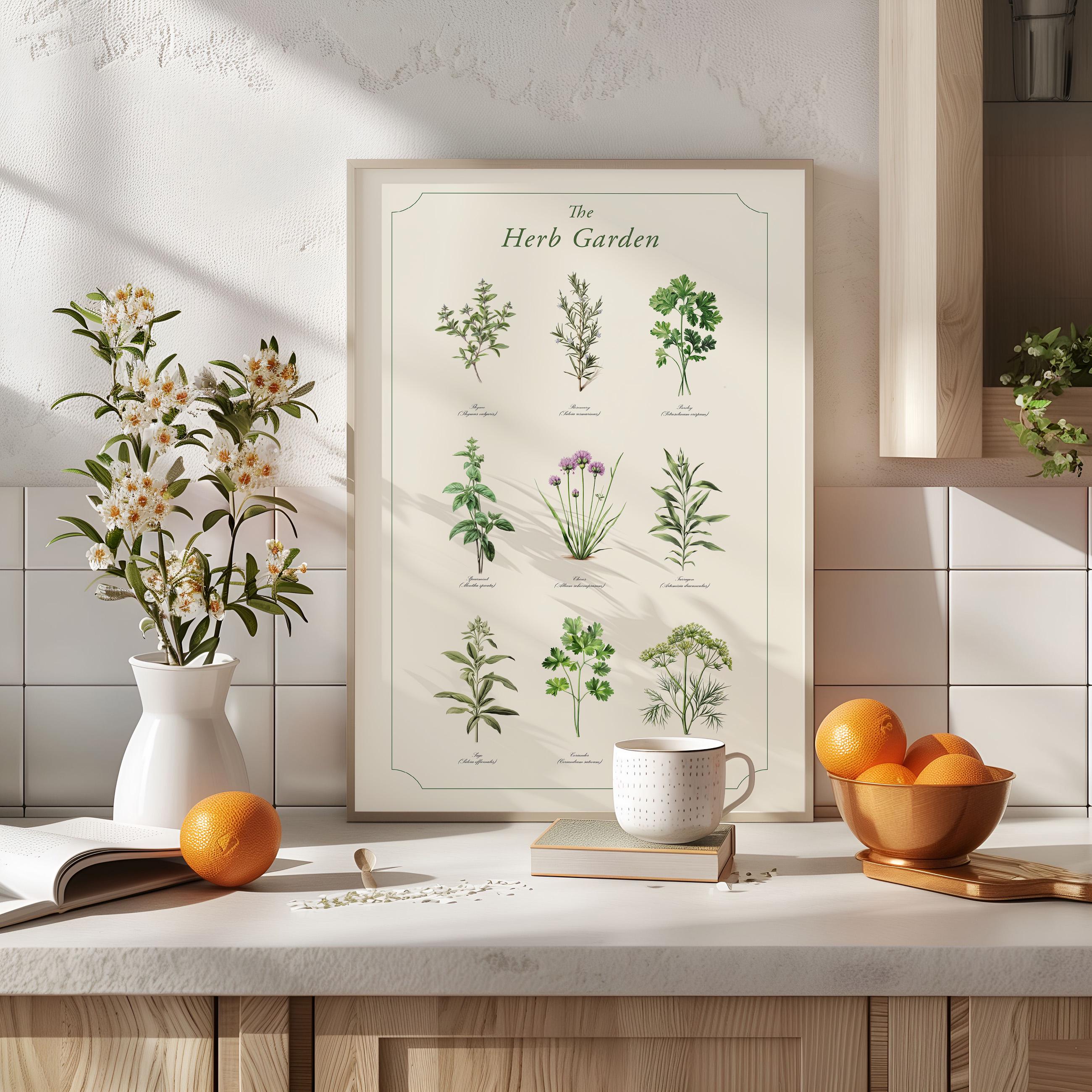 Herb Wall Art Botanical Print Kitchen Decor Cooking Room Culinary ...