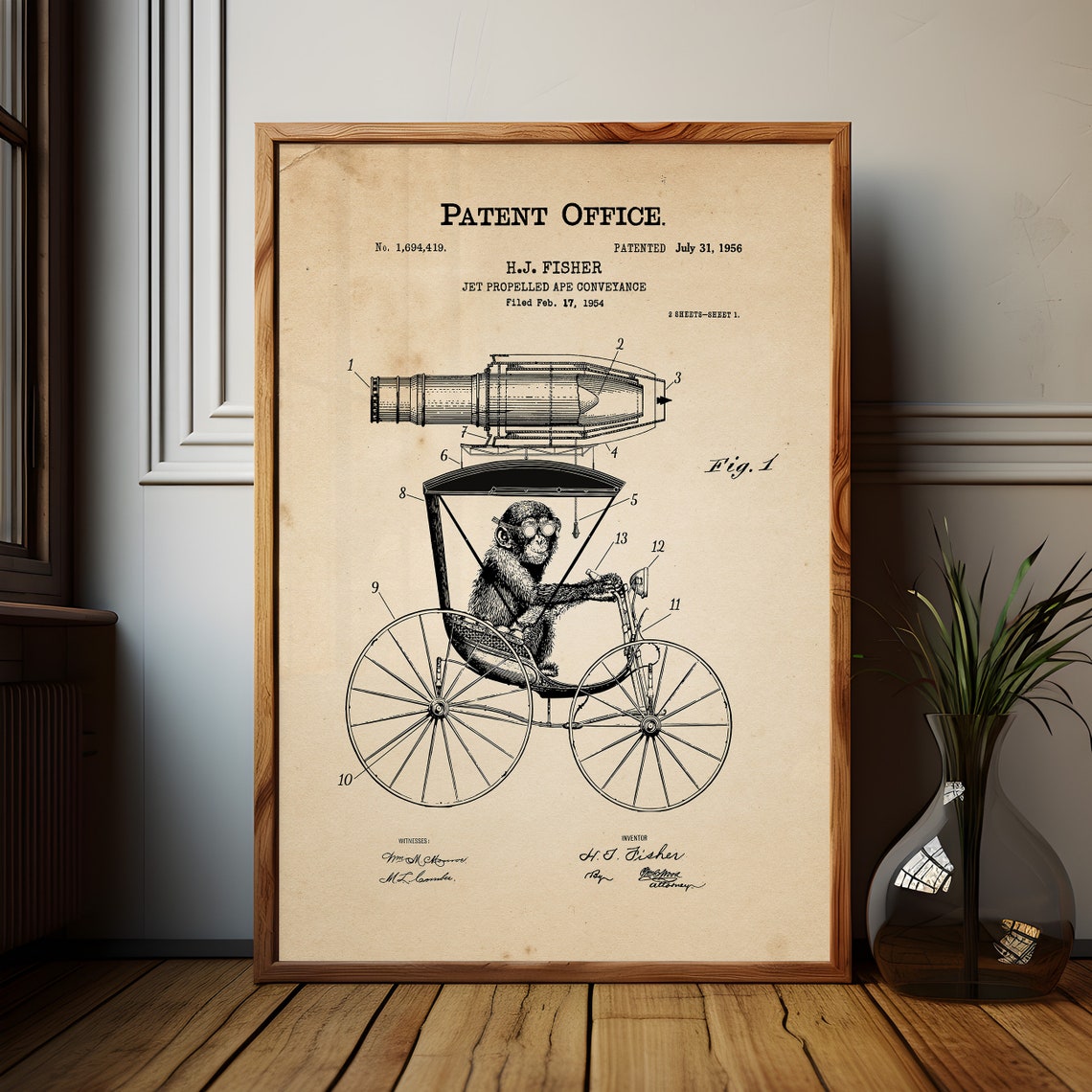 Quirky Steampunk Chimp Art Funny Surreal Patents Print - Etsy