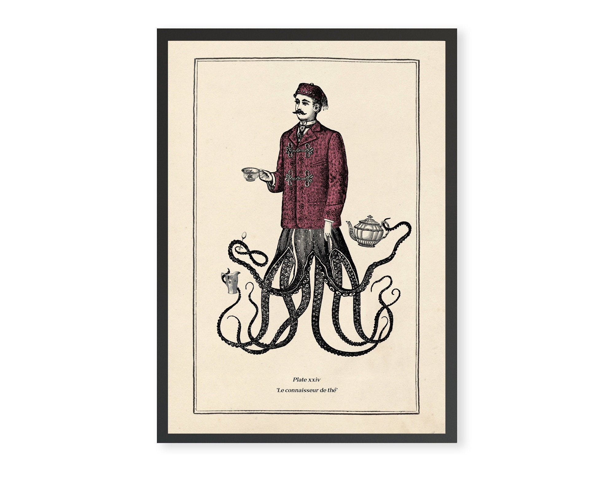 Surreal Tea Print Vintage Gothic Octopus Wall Art Tea - Etsy