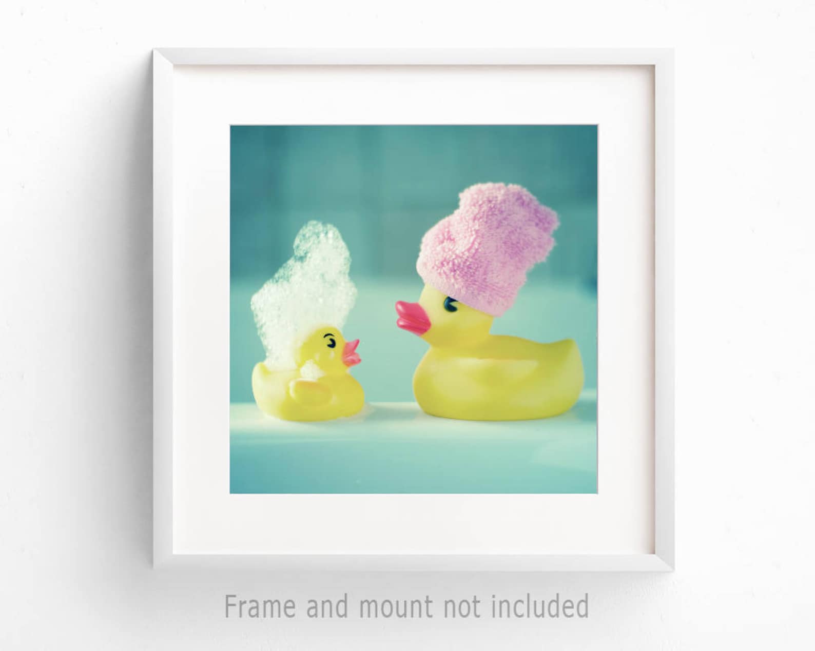 Cute Rubber Duck Print Nursery Wall Art Aqua Wall Art Square Print ...
