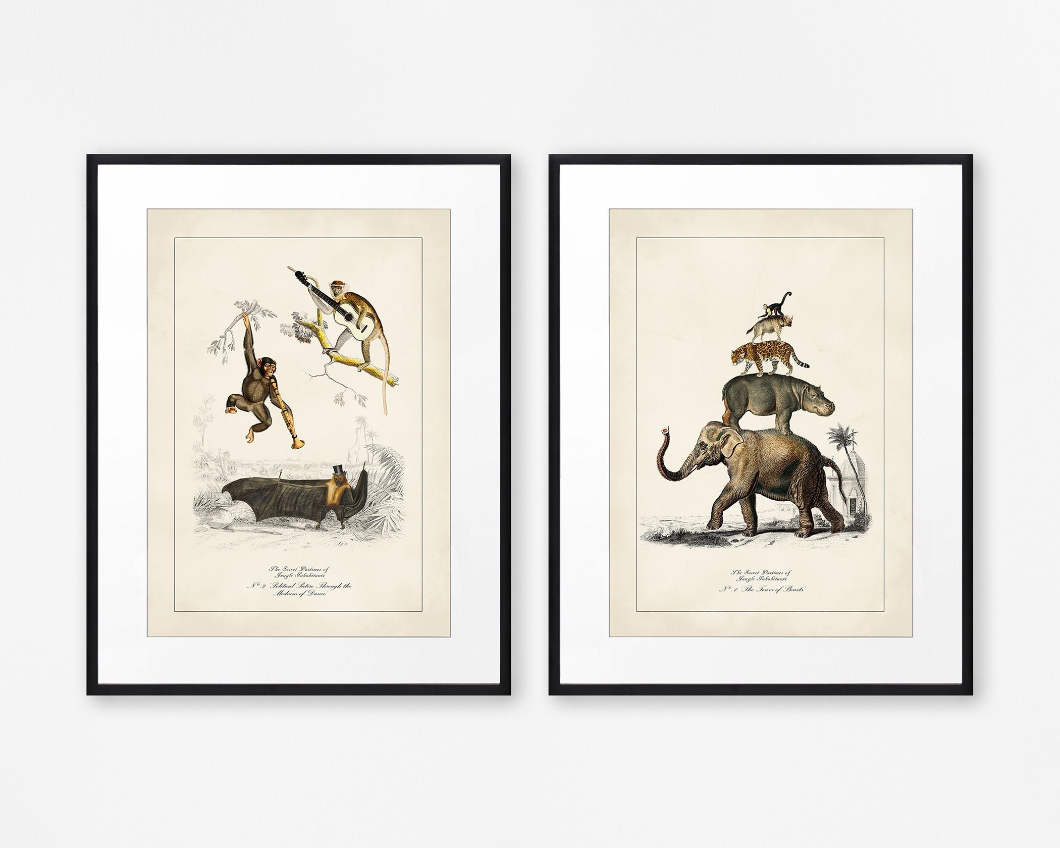 Vintage Surreal Animal Print Set Wild Jungle Animals Art - Etsy