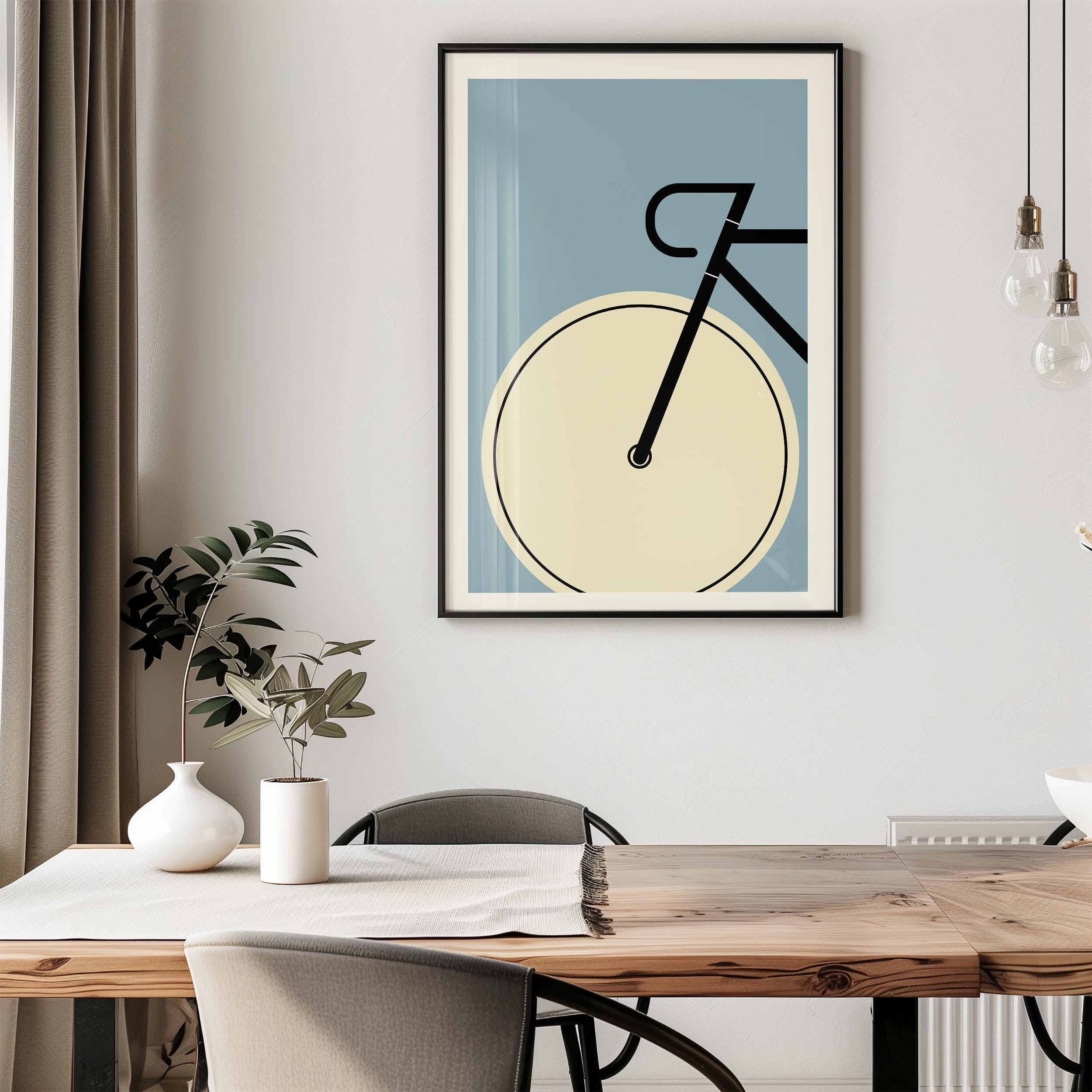 Geometric Bicycle Art Wall Decor Home Office Modern Design Line Drawing ...