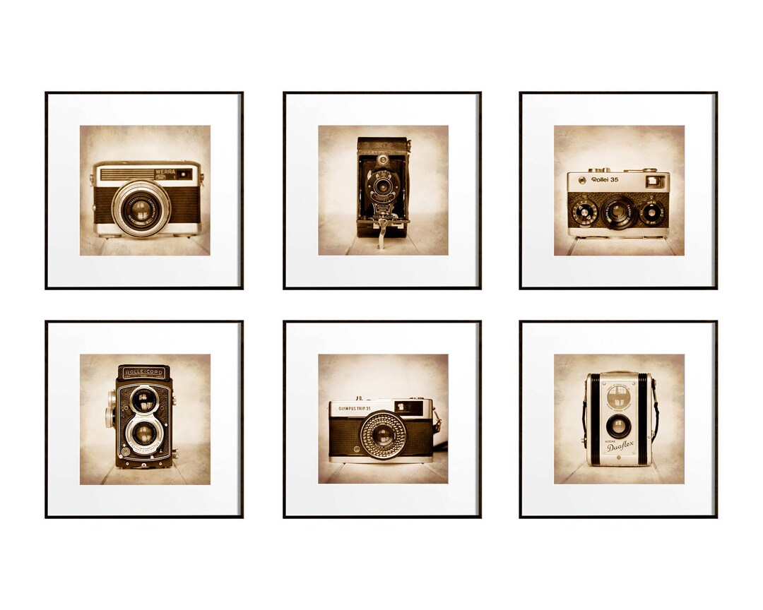 6 Camera Prints Square Print Set Camera Wall Art Gift for Photographer ...