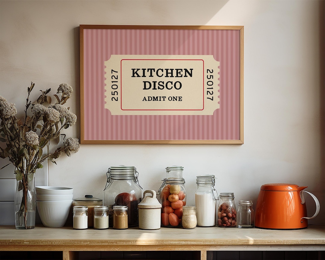 Kitchen Disco Retro Ticket Print Vintage Home Decor Trendy Wall Art ...