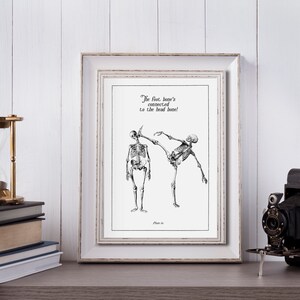 Skeleton Print Martial Arts Print MMA Fan Gift Surreal Art Quirky Decor ...