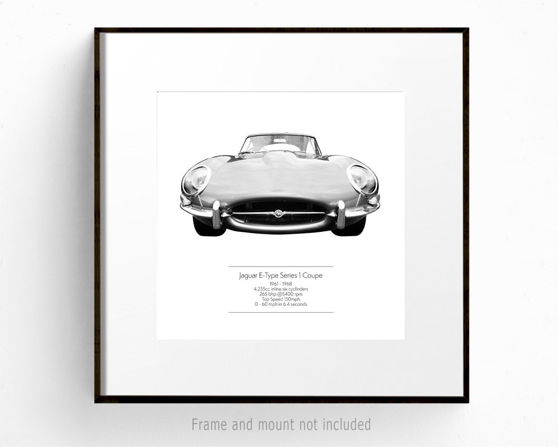 Classic Car Print of E Type Jaguar Black and White Vintage - Etsy