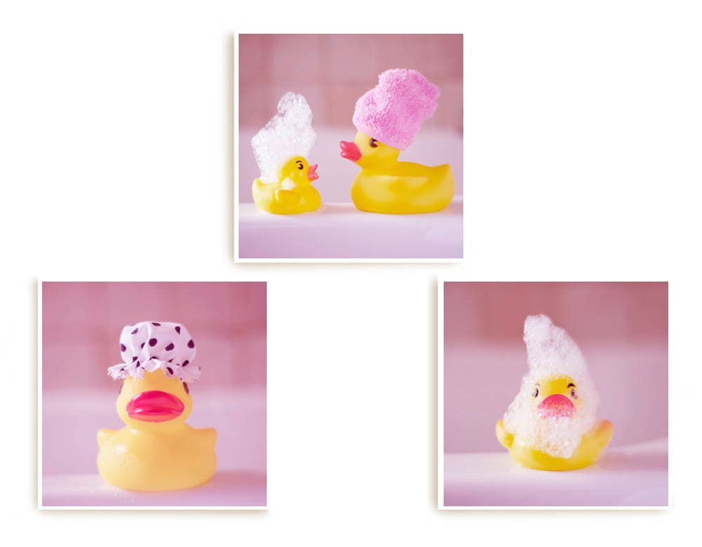 Pink Bathroom Prints Bathroom Wall Art Pictures Kid's Bathroom Art Set ...