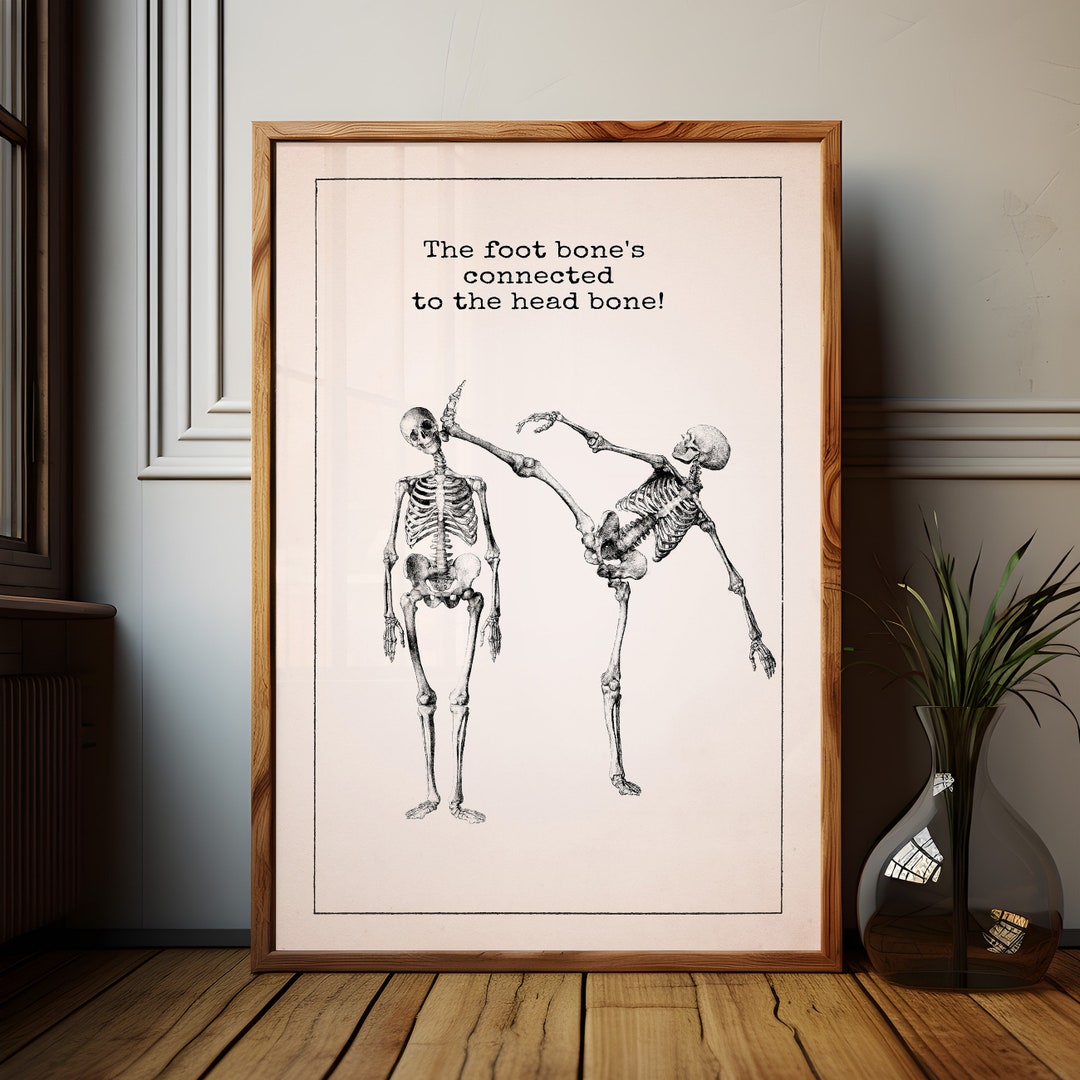 Skeleton Print Martial Arts Print MMA Fan Gift Surreal Art Quirky Decor ...