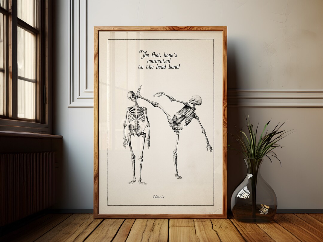 Skeleton Print Martial Arts Print MMA Fan Gift Surreal Art Quirky Decor ...