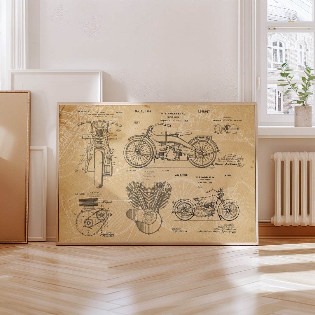 Vintage Motorcycle Gifts Motorbike Patent Poster for Motorcycle Decor ...