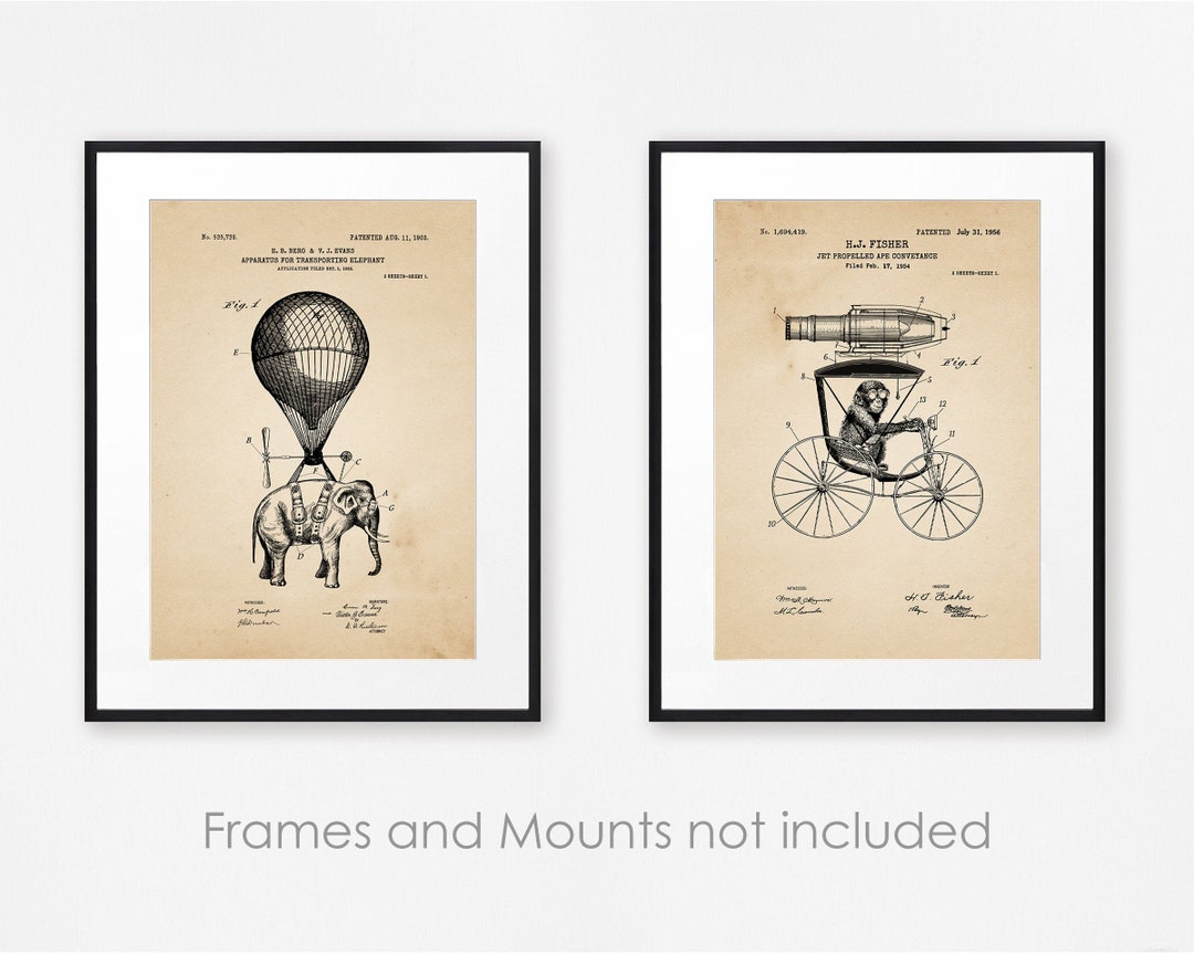 Funny Surreal Patents Print Set Quirky Steampunk Animal Patent Art - Etsy