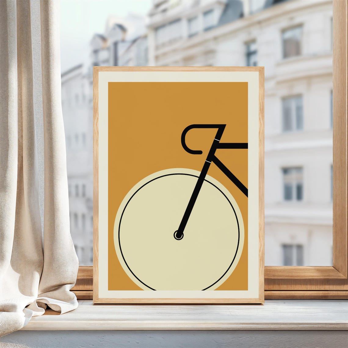 Geometric Bicycle Art Wall Decor Home Office Modern Design Line Drawing ...