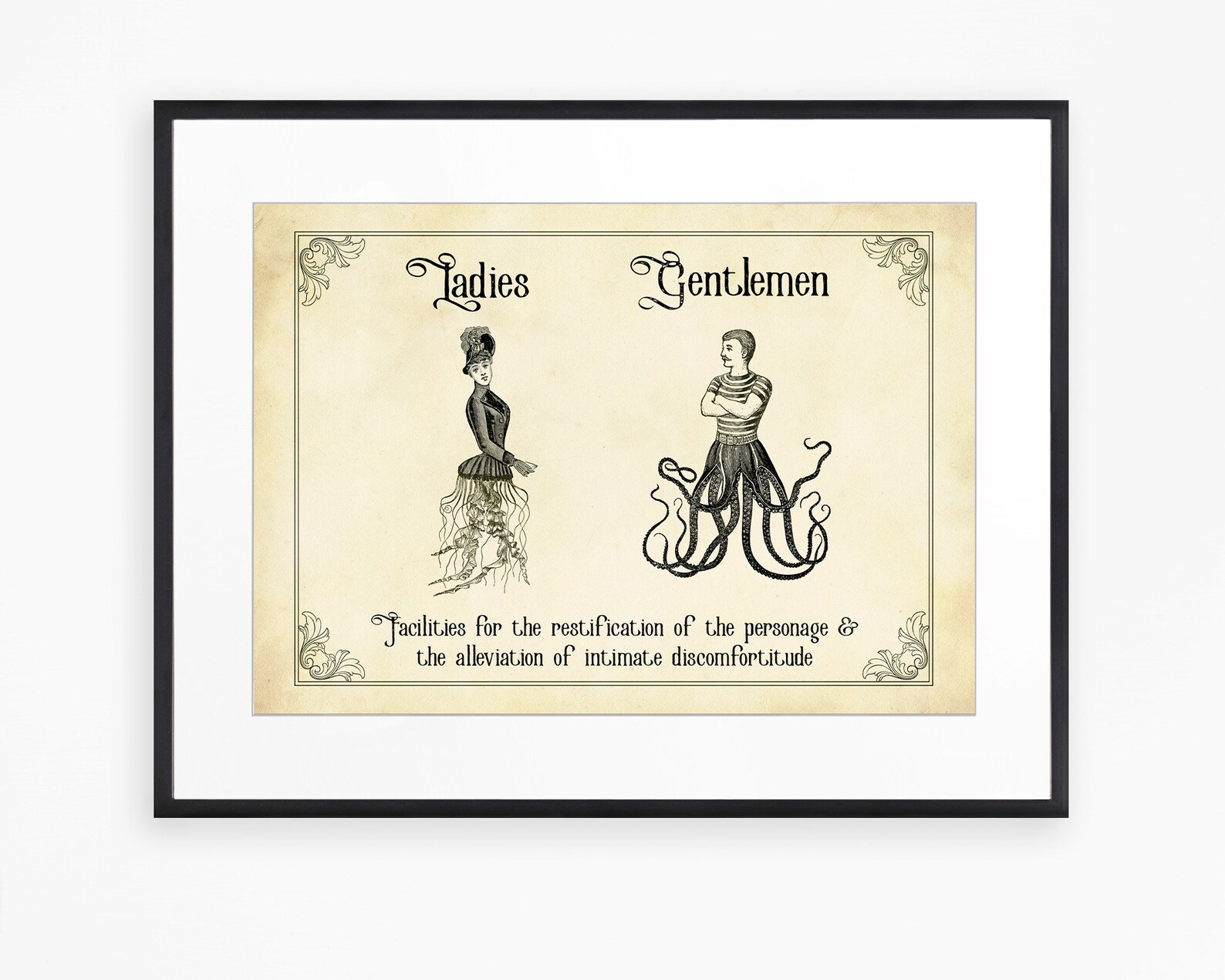 Funny Gothic Ladies Gents Signsteampunk Bathroom Print | Etsy