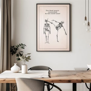 Skeleton Print Martial Arts Print MMA Fan Gift Surreal Art Quirky Decor ...