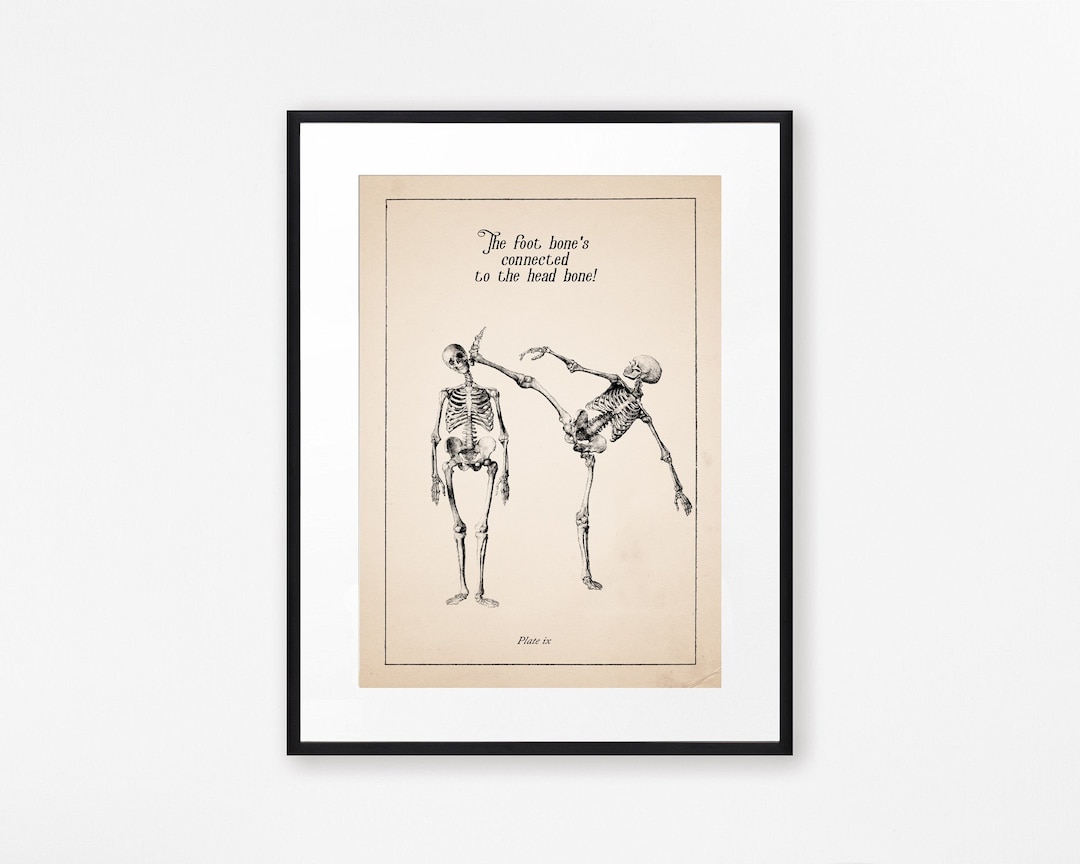 Skeleton Print, Martial Arts Print, MMA Fan Gift, Surreal Art, Quirky ...