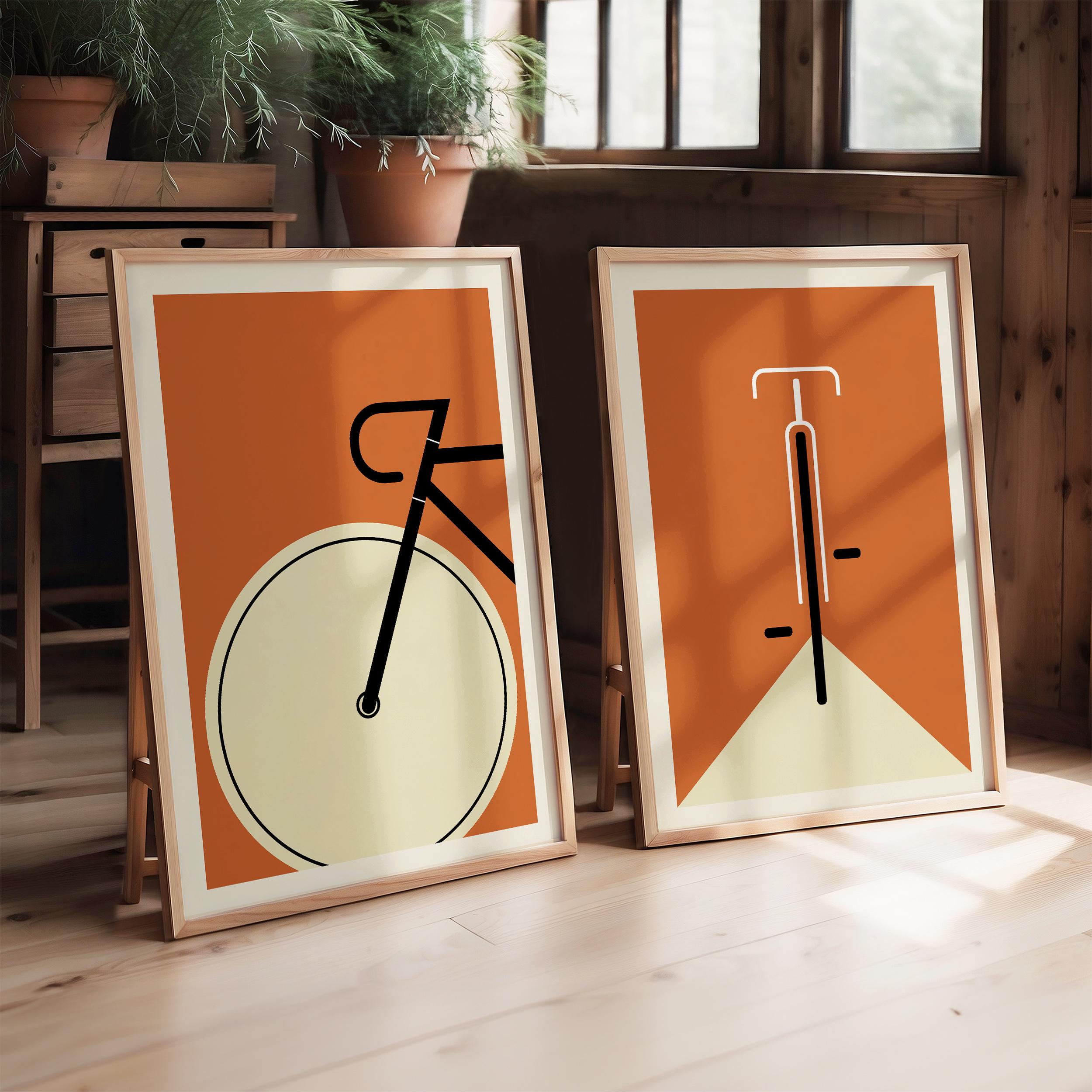 Geometric Bicycle Art Wall Decor Home Office Modern Design Line Drawing ...