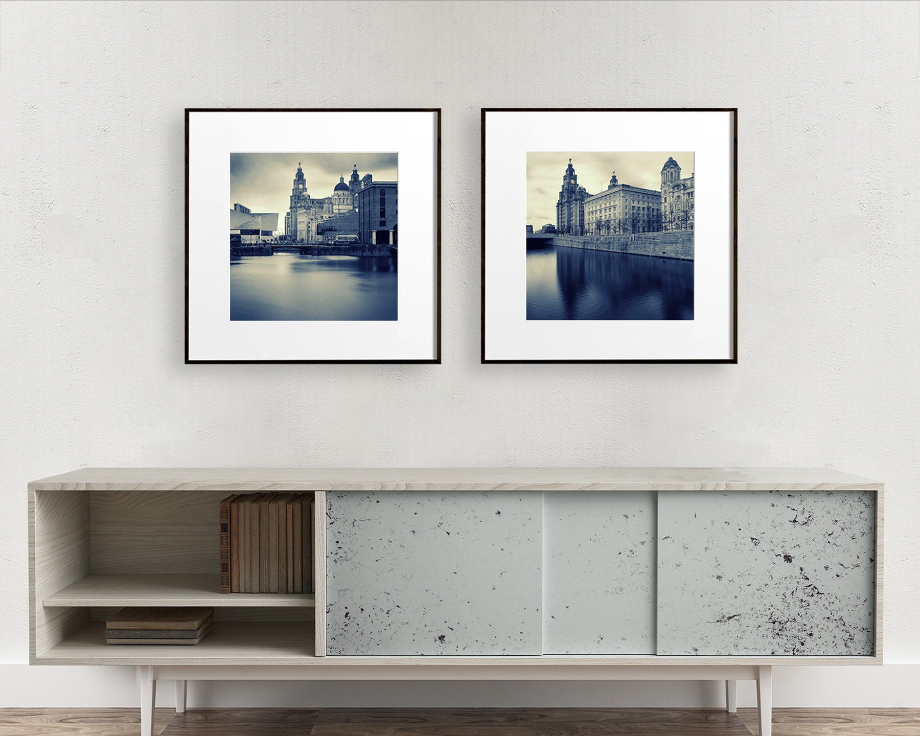 Liverpool Wall Art Set Liverpool Skyline Architecture Print Pair Modern ...