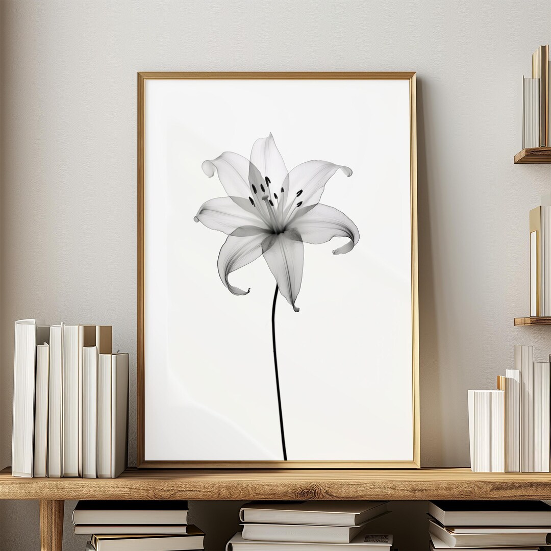 Black White Wall Art Minimalist Floral Print Botanical Photography ...