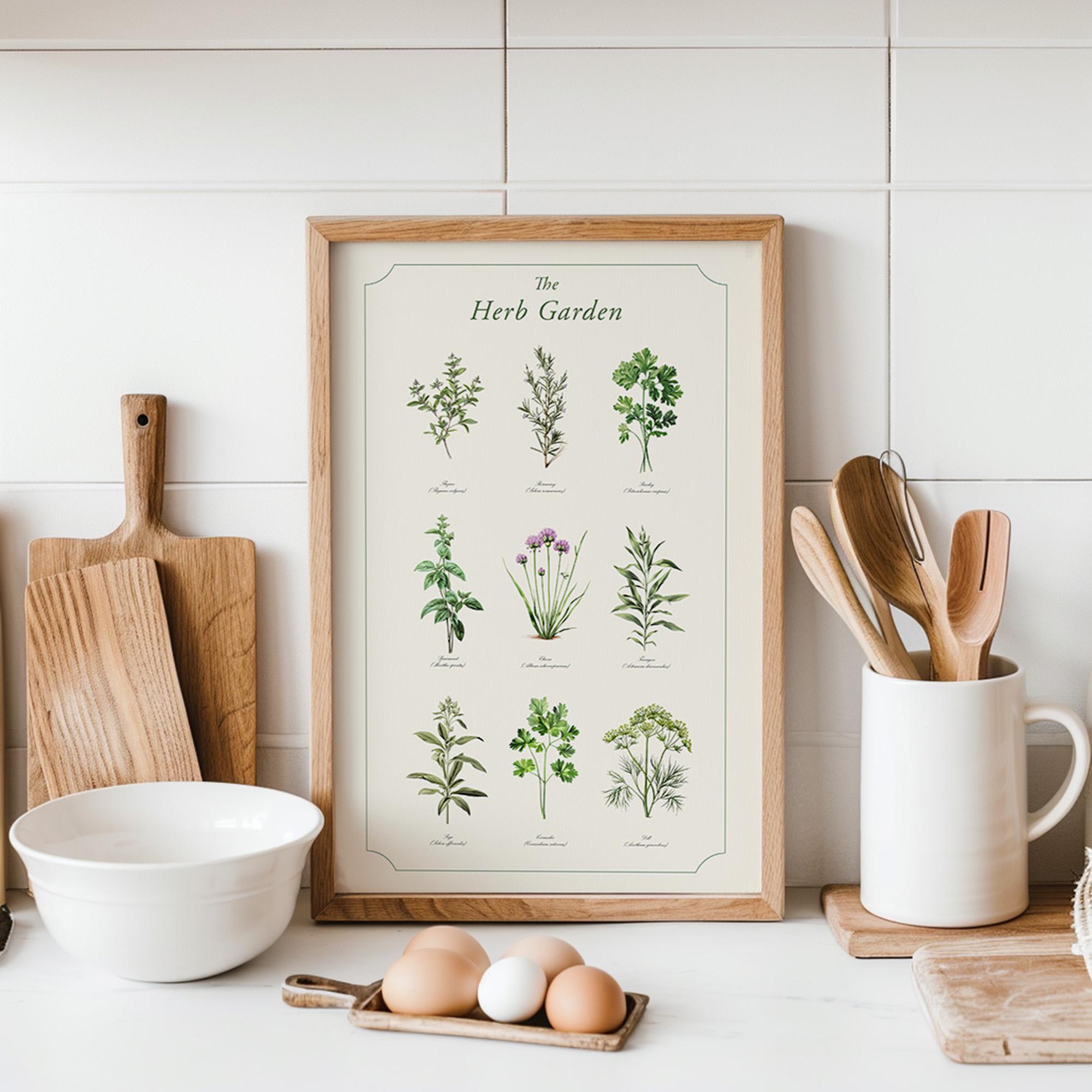 Herb Wall Art Botanical Print Kitchen Decor Cooking Room Culinary ...