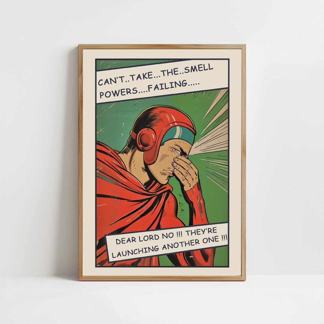 Retro Toilet Decor Comic Strip Superhero Printable Wall Art for Funny ...