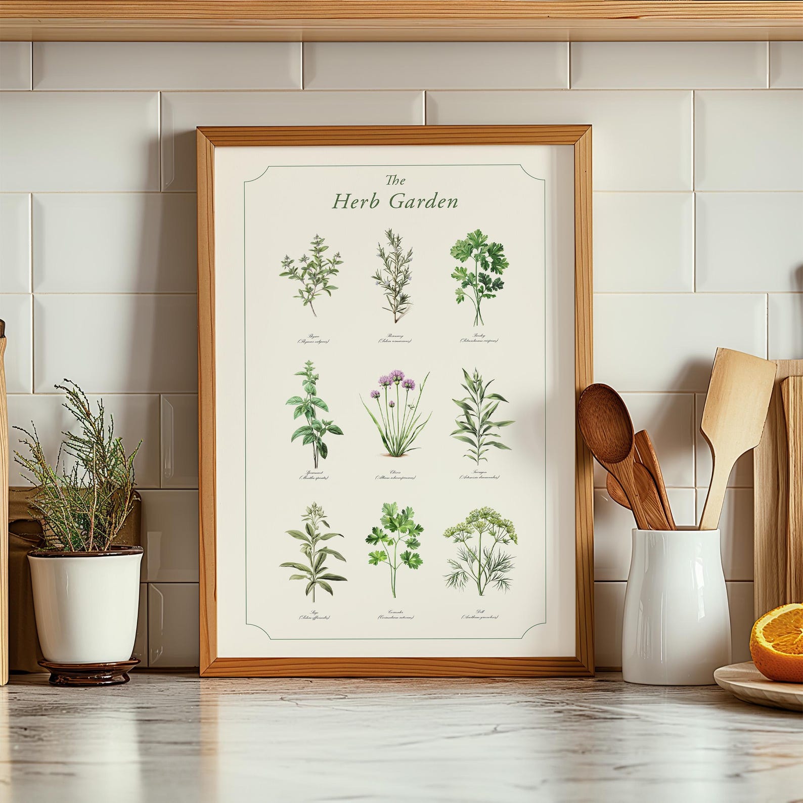 Herb Wall Art Botanical Print Kitchen Decor Cooking Room Culinary ...