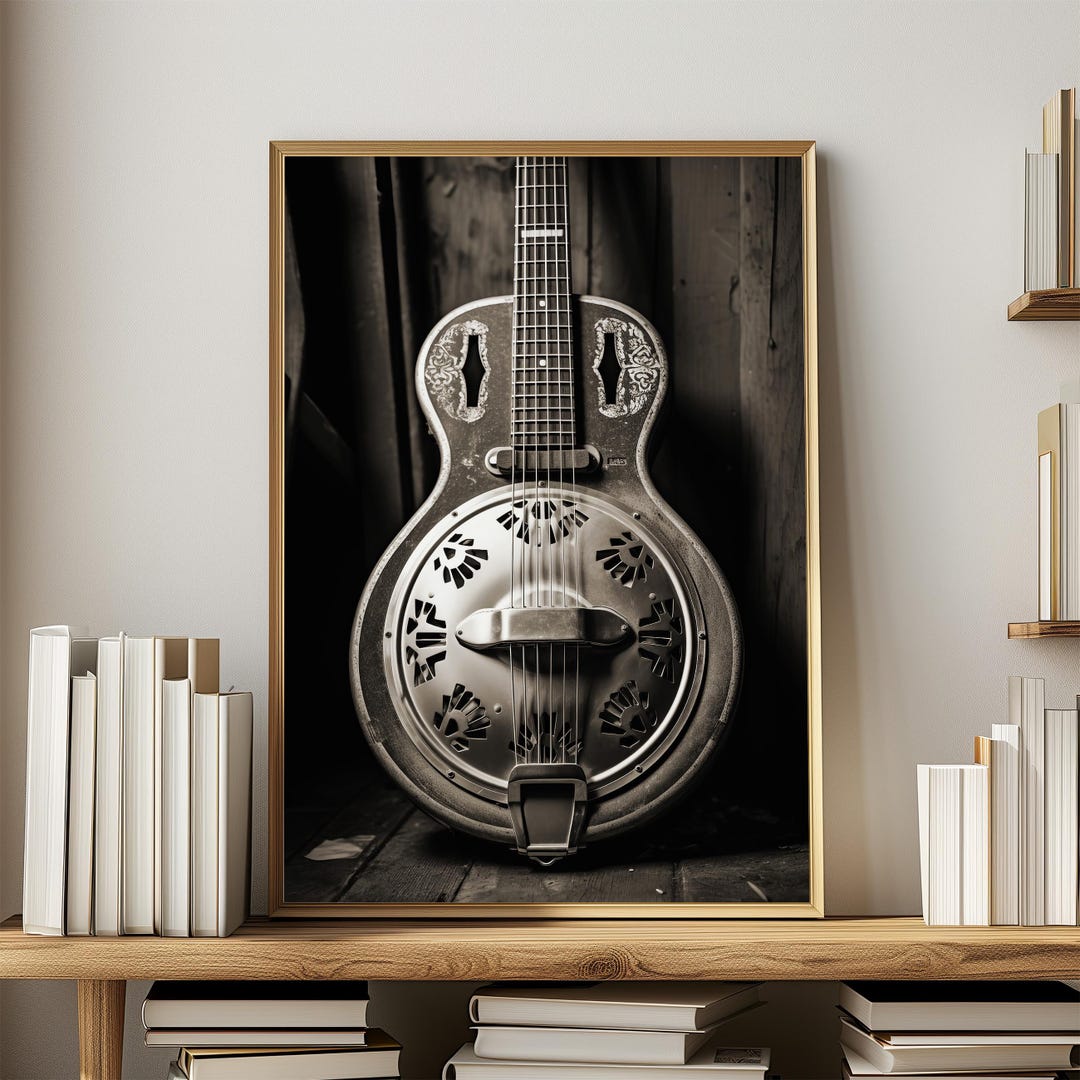 Vintage Guitar Poster Black and White Photo Wall Decor for Music Room ...
