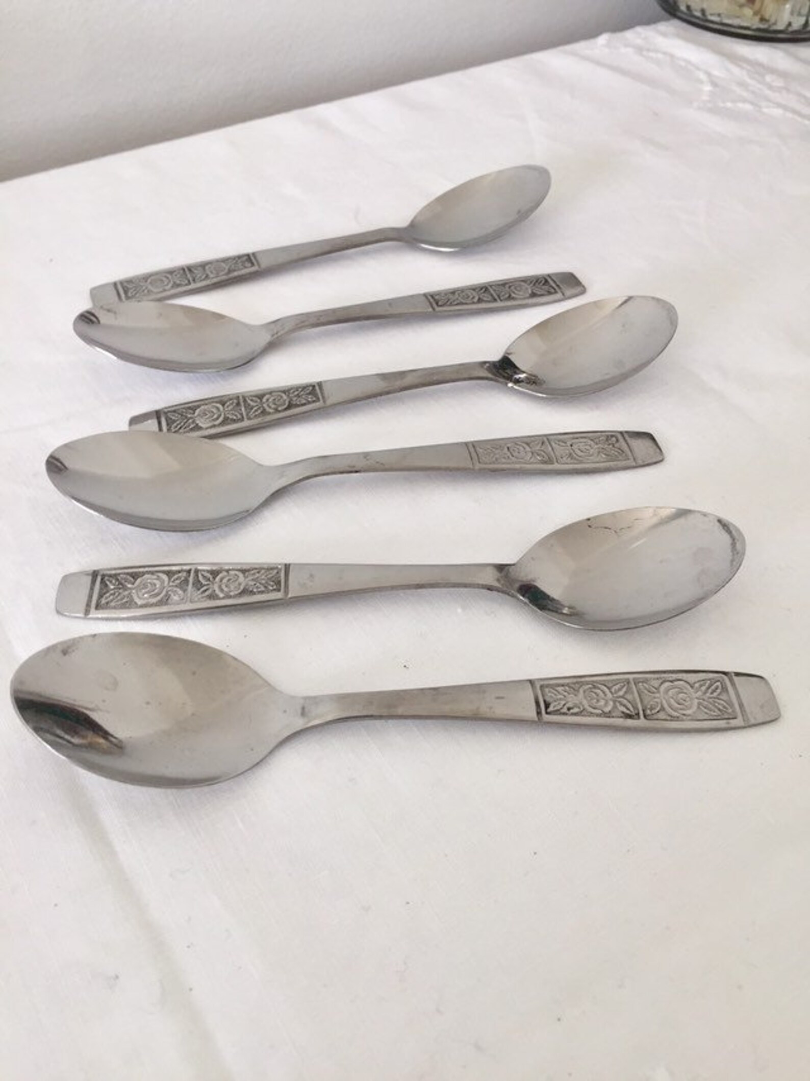 6 Retro Floral Teaspoons. - Etsy