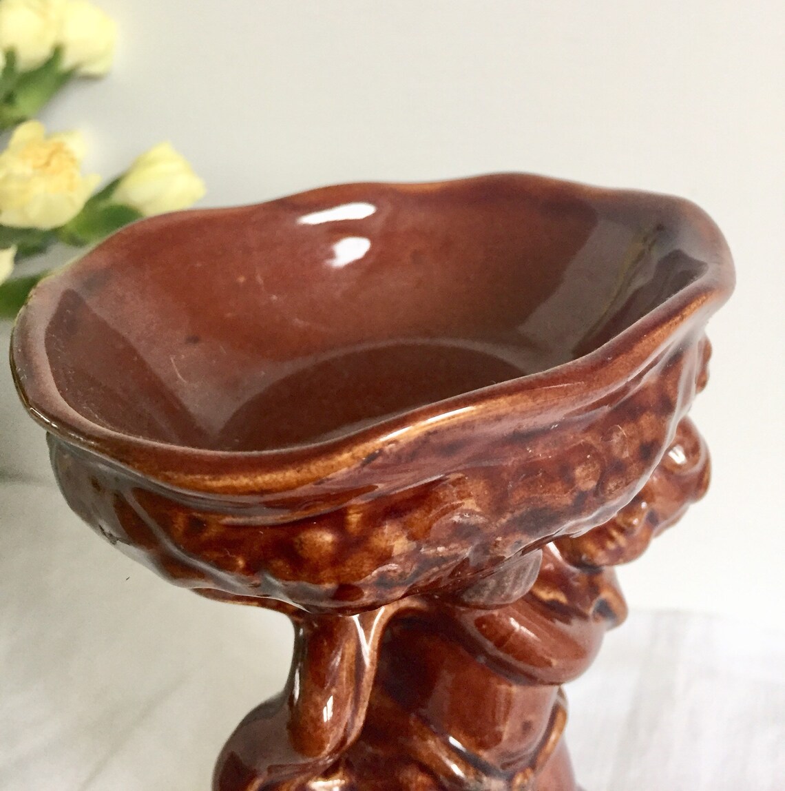 Vintage Churchill Staffordshire Pottery Vase. Cherub With a Basket ...
