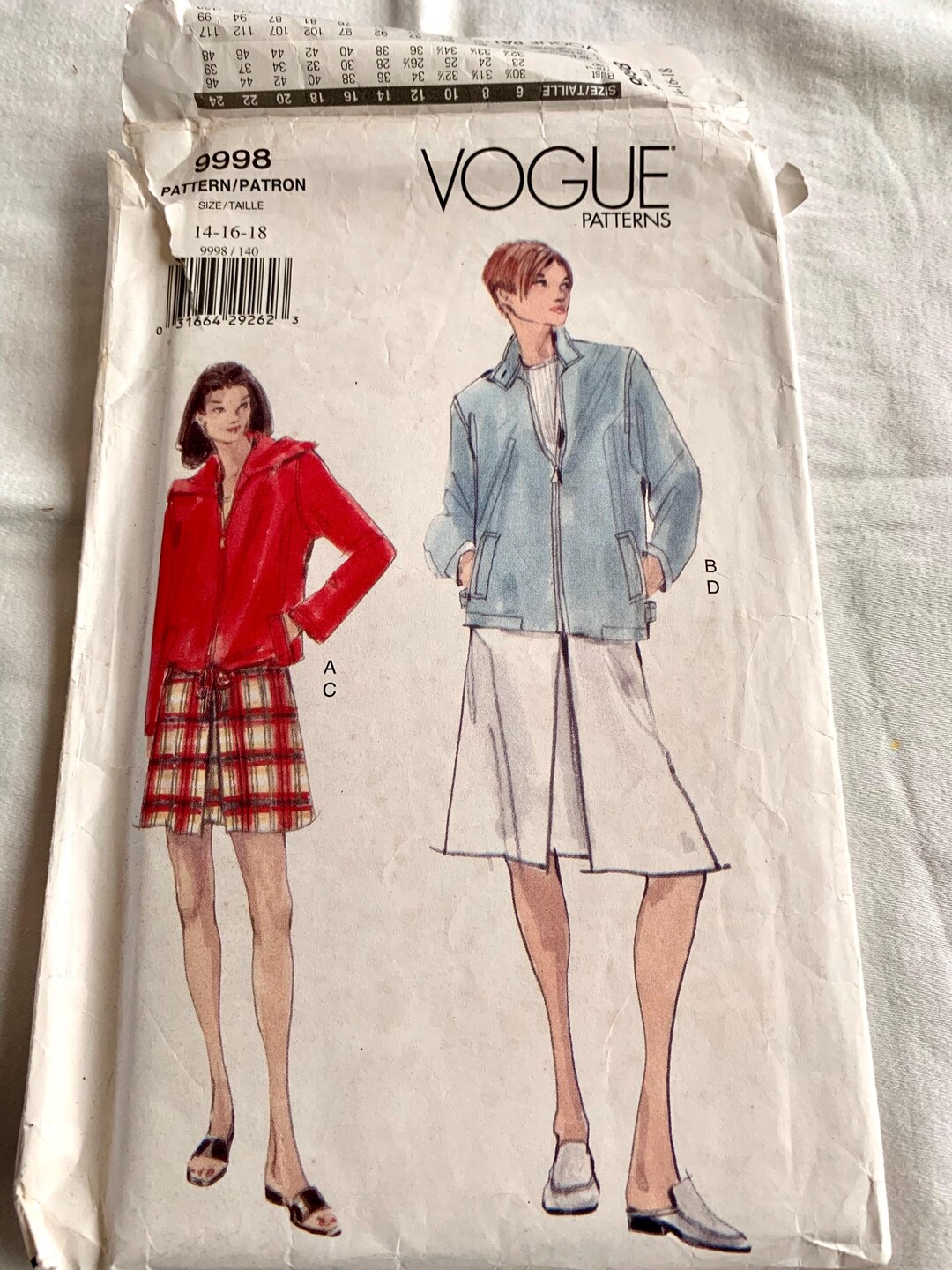 Vogue Patterns. 1980’s Sewing Pattern. 9998. Jacket. Size 14-18 - Etsy
