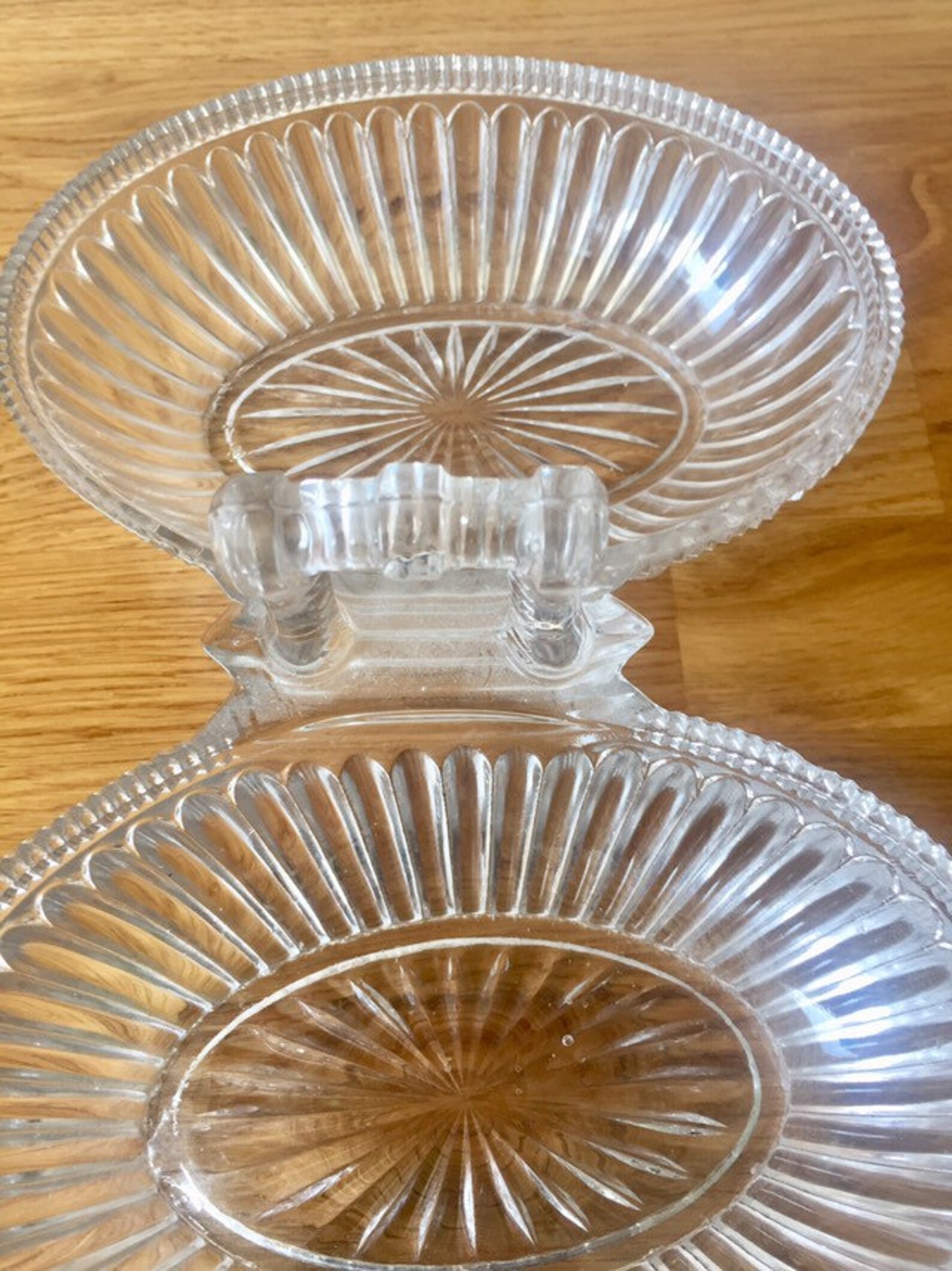 Vintage Clear Glass Divided Serving Bowl. - Etsy