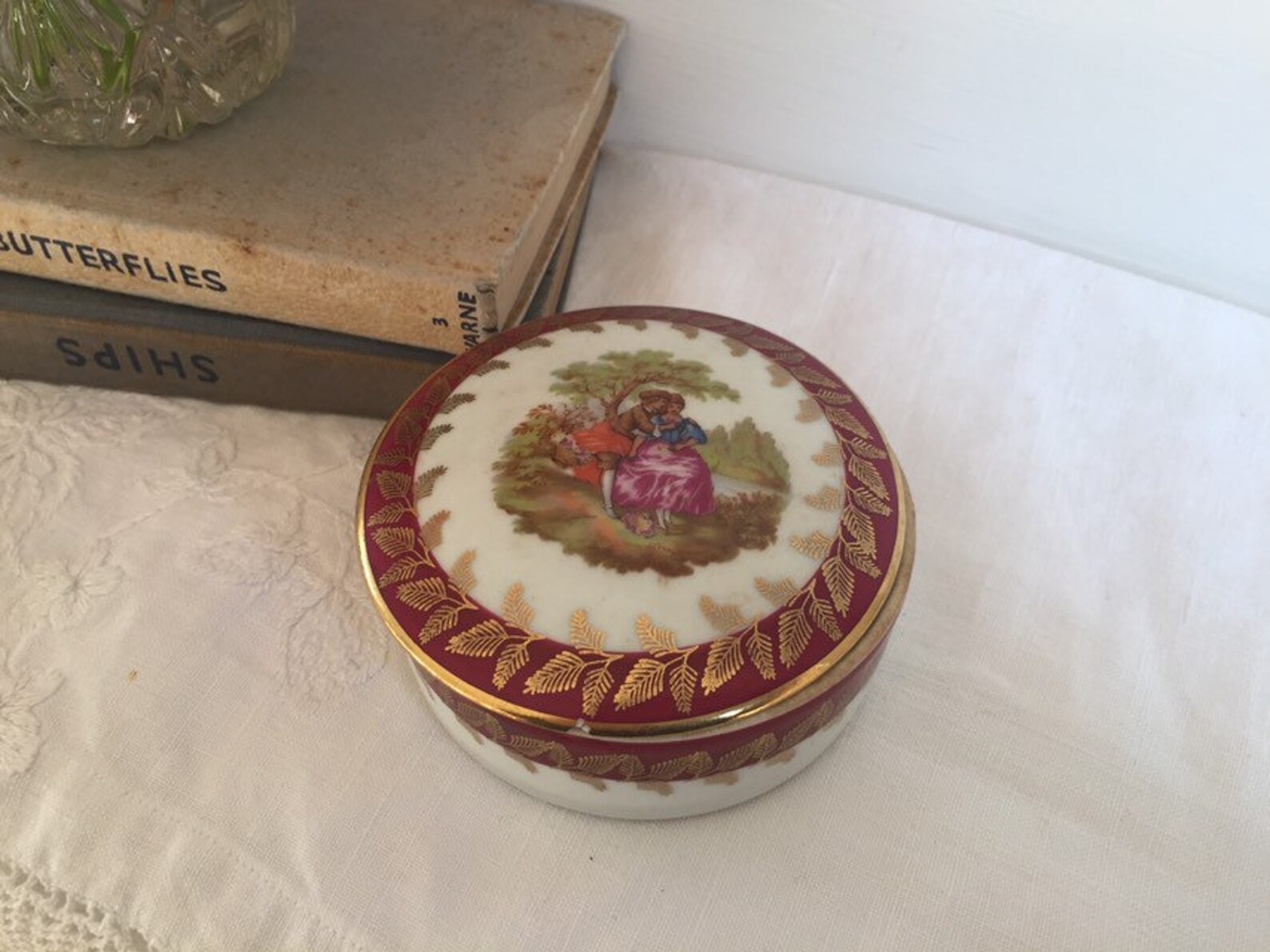 Vintage Porcelain Red Limoges Trinket Box. Pill Pot. Ring Box. | Etsy