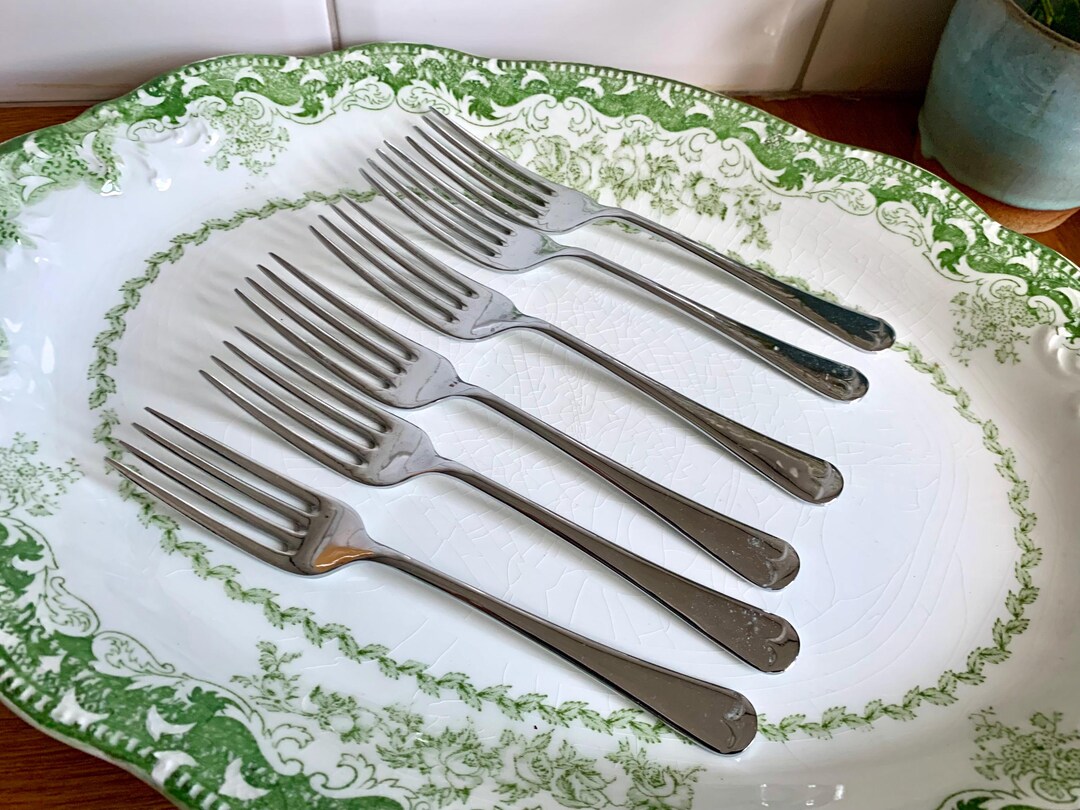 Vintage Chrome Plates Dining Forks. Set of 6. - Etsy