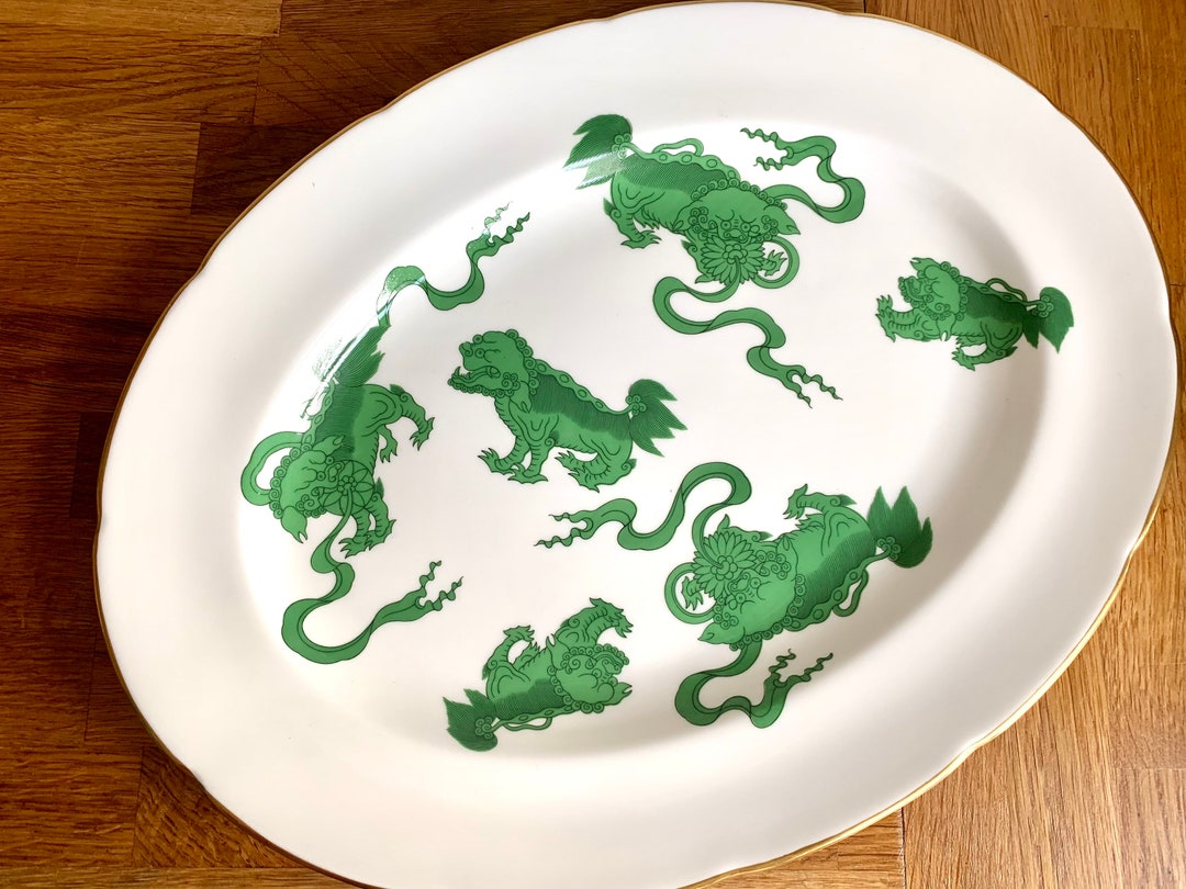 Vintage Wedgwood Chinese Tigers Platter: Green & White Ironstone - Etsy