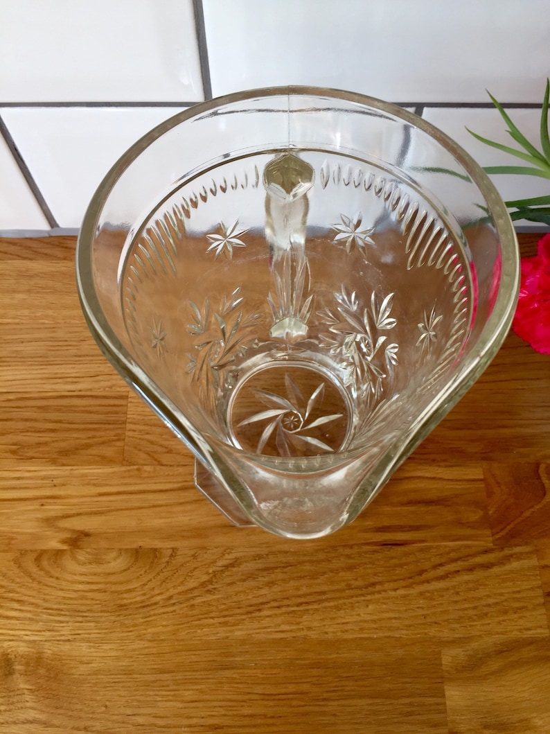 Art Deco Vintage Pitcher or Glass Jug. Pressed Glass Water - Etsy