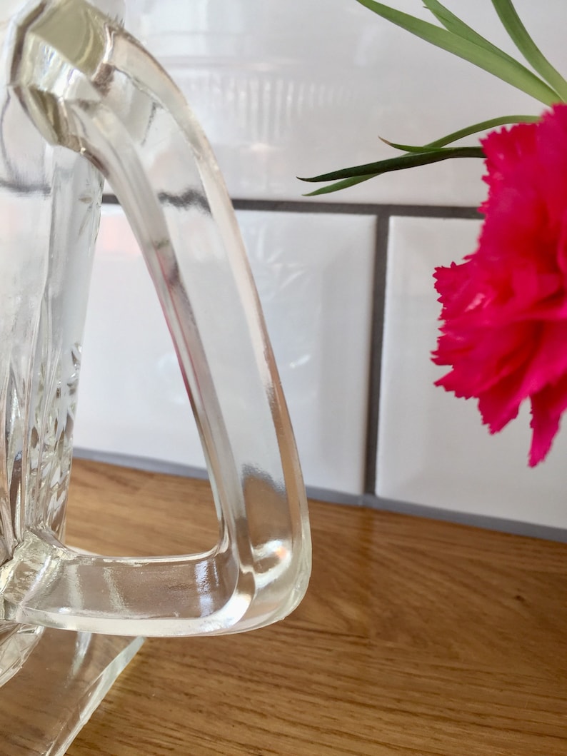 Art Deco Vintage Pitcher or Glass Jug. Pressed Glass Water - Etsy