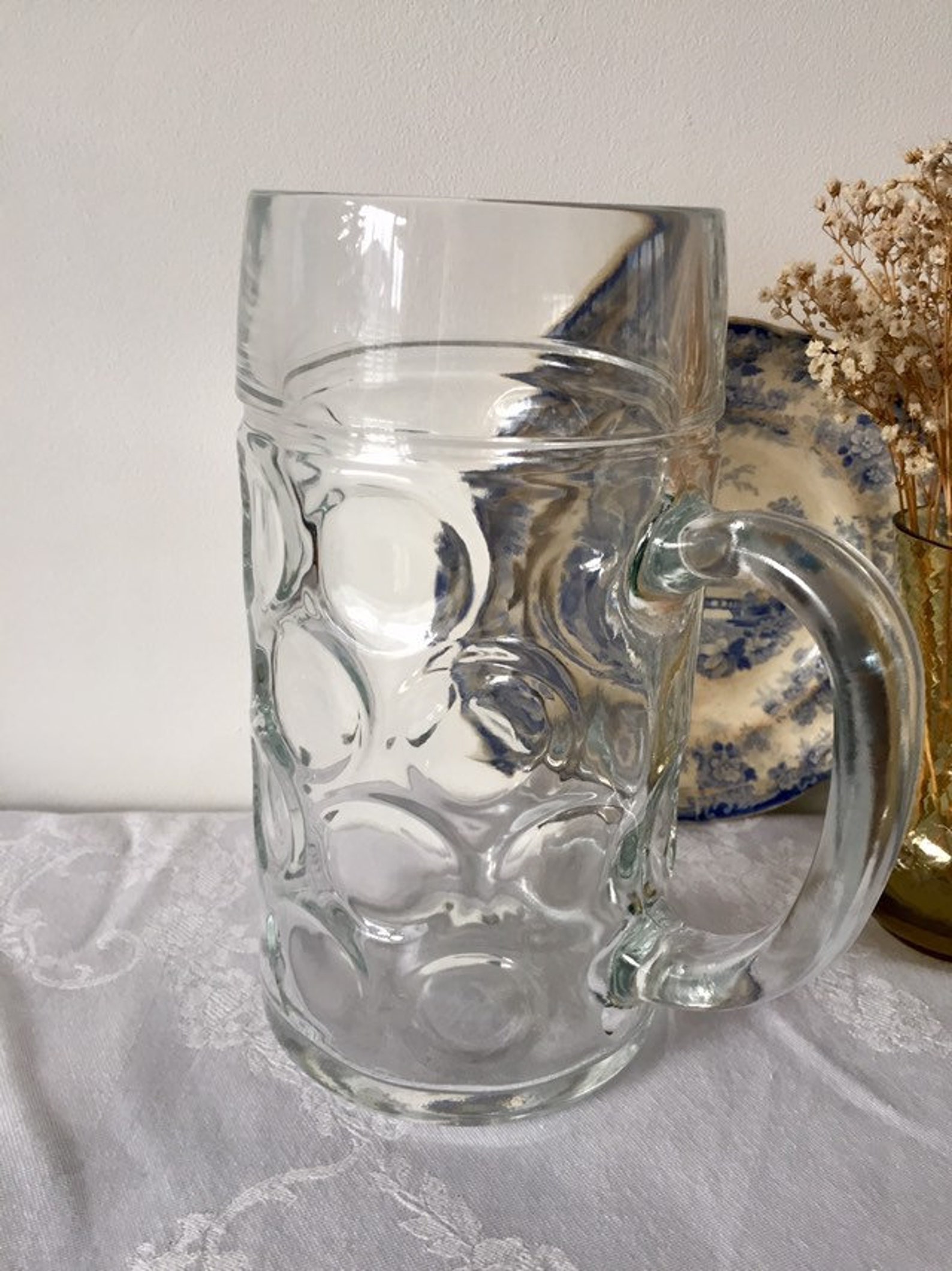 Vintage 1L Faceted Stein Glass. Glass Stein. - Etsy