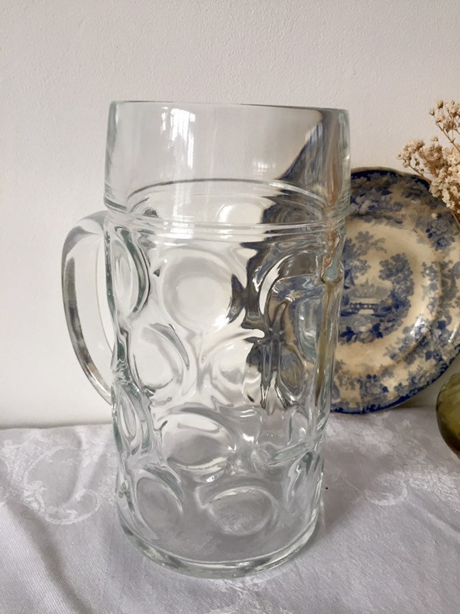 Vintage 1L Faceted Stein Glass. Glass Stein. - Etsy