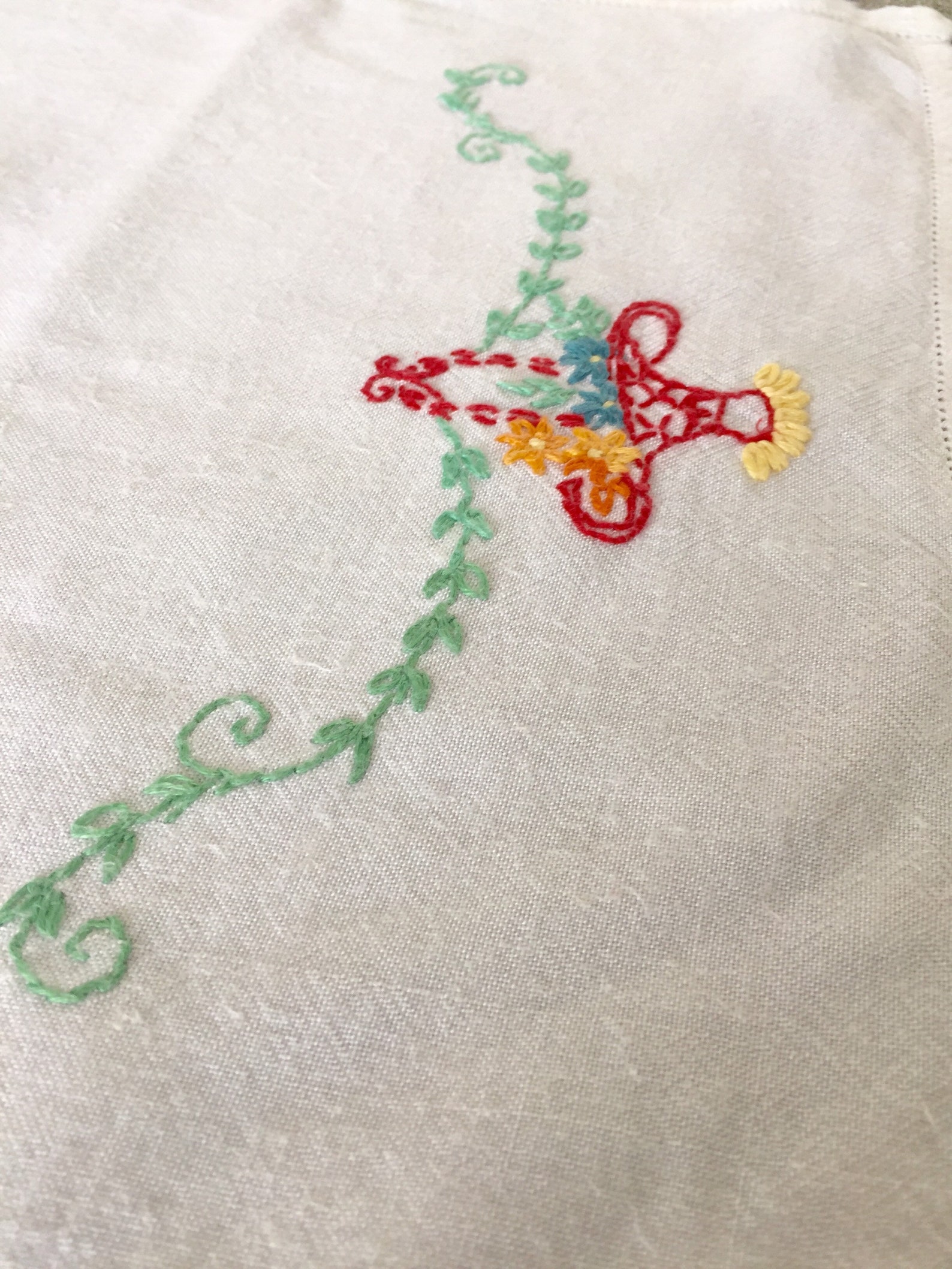 Vintage Art Deco Linen Tray Cloth or Centre Piece. Embroidered Linen - Etsy