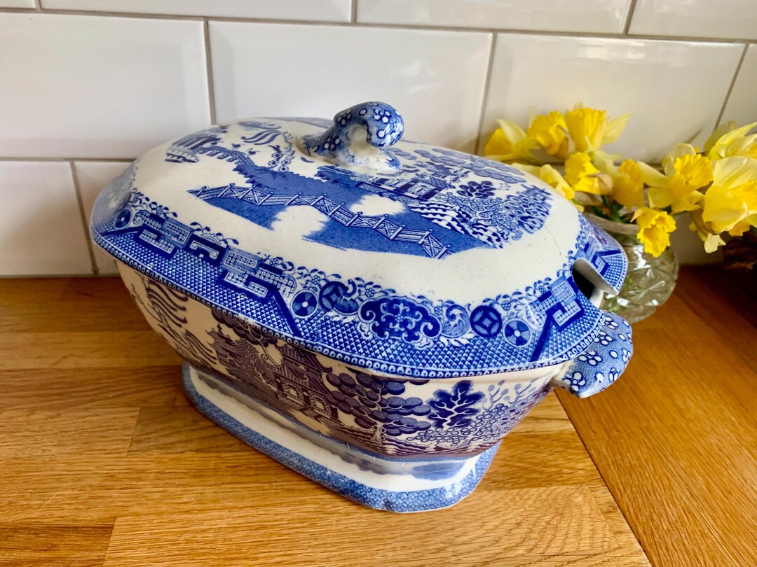 Edwardian "willow" Pattern Ironstone Extra Large Tureen. - Etsy