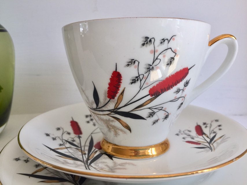 Vintage 1950's Windsor Tea Cup Trio. Mid Century Chic - Etsy